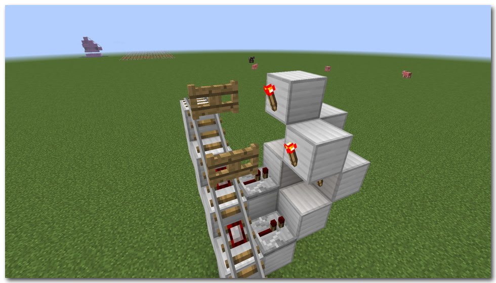 Automatic item transport system with the minecarts