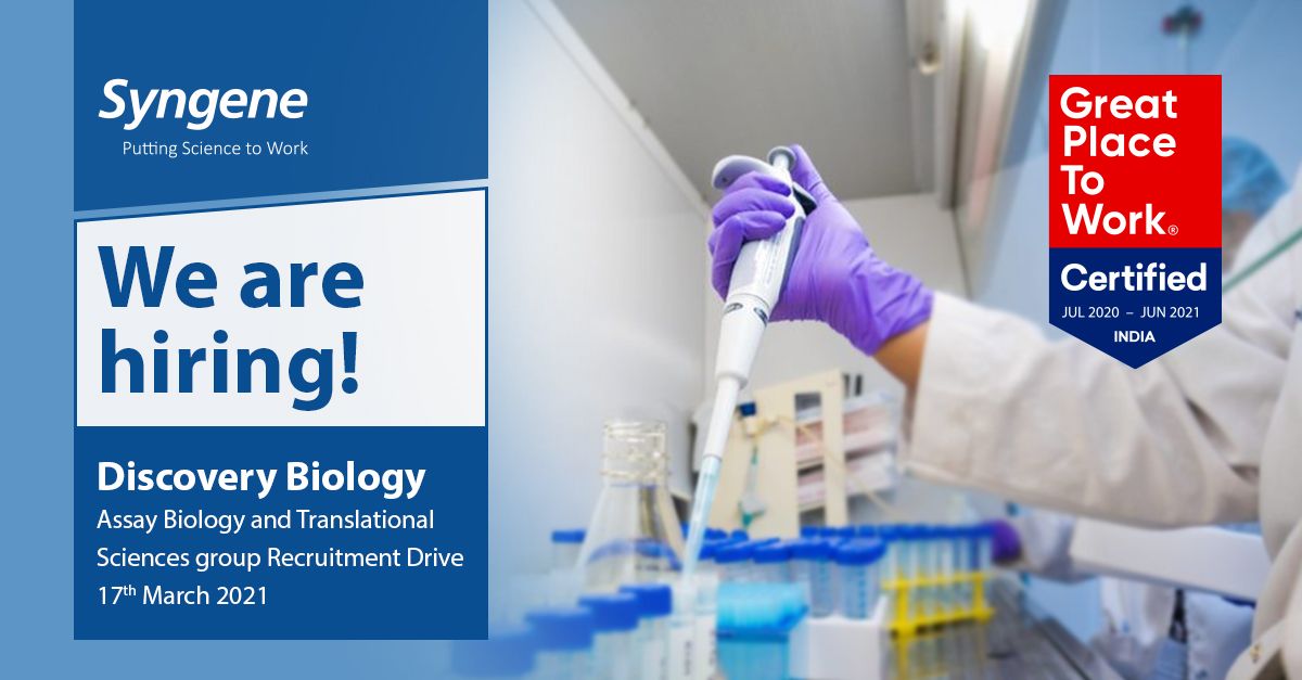 📢Hiring multiple position in Discovery biology at Syngene International ...