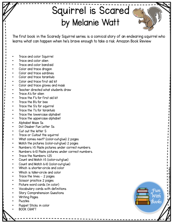 SQUIRREL IS SCARED BOOK UNIT & CRAFT ~ Book Units by Lynn