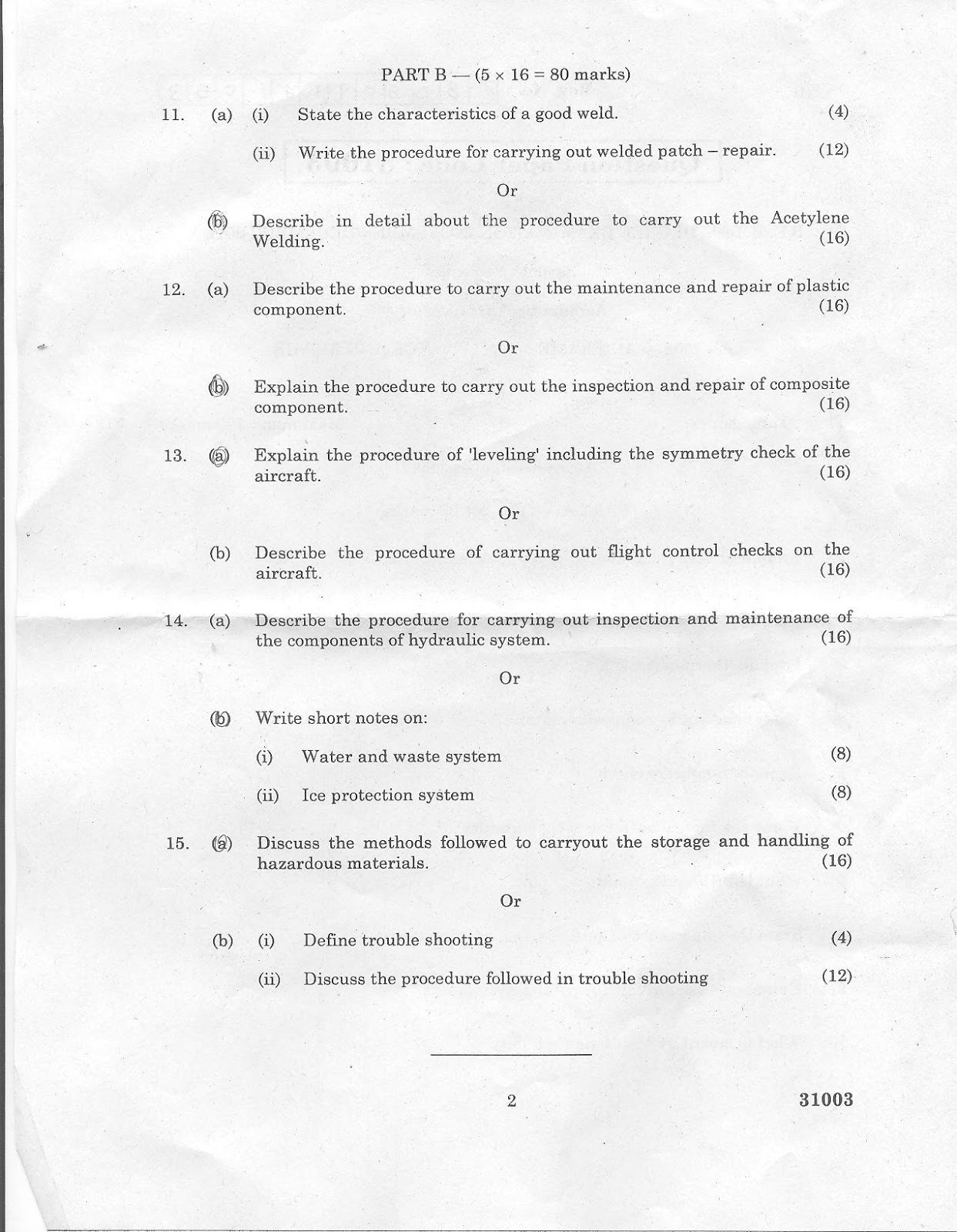 Srikanth Sharma: Aeronautical Engineering Question paper - 7th sem