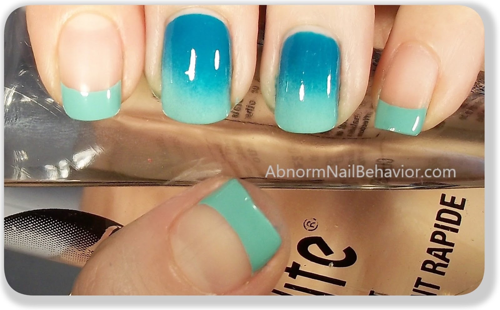 Teal French Tip Nail Art