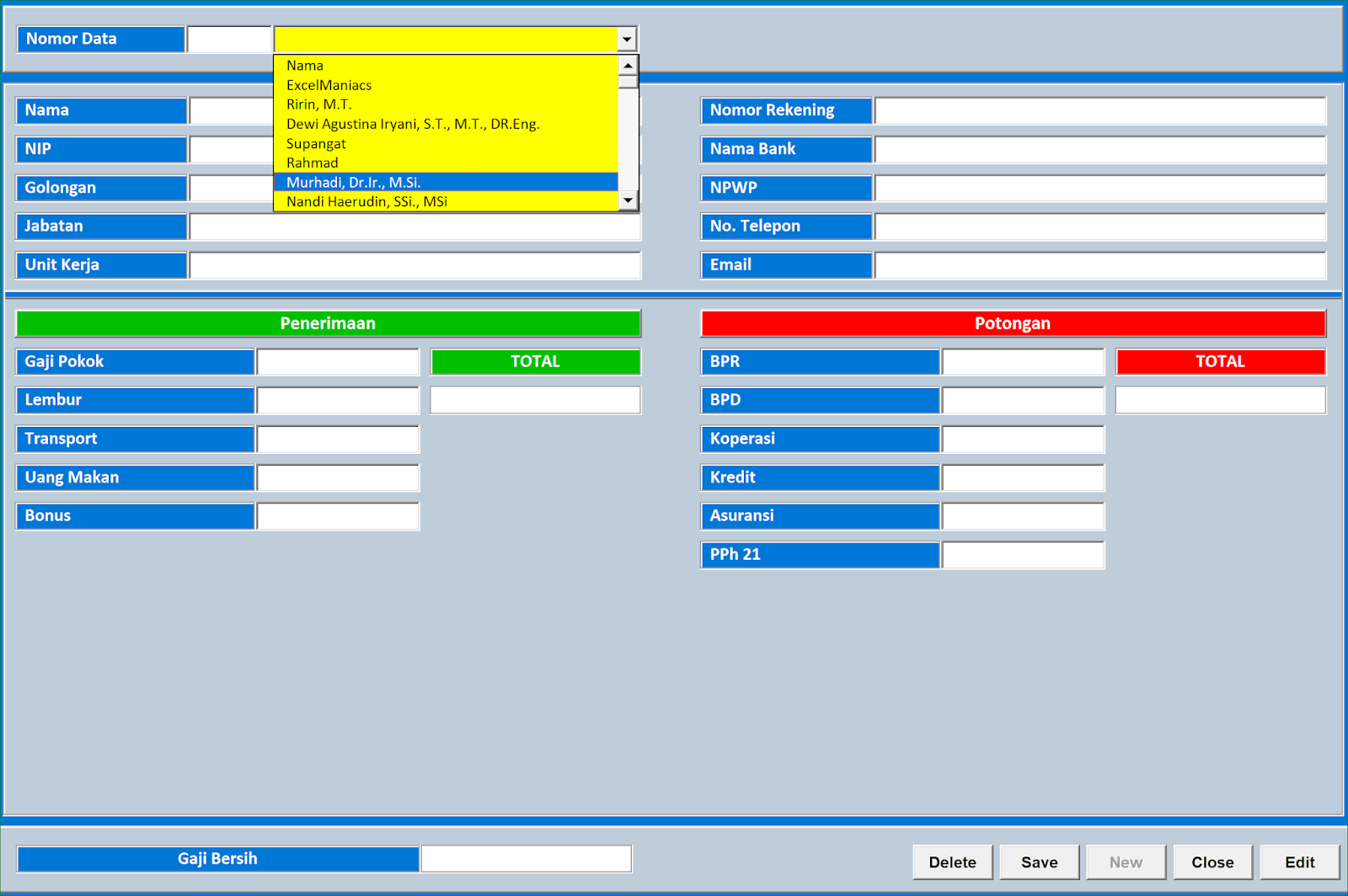 Aplikasi Excel Cetak Slip Gaji - ExcelManiacs