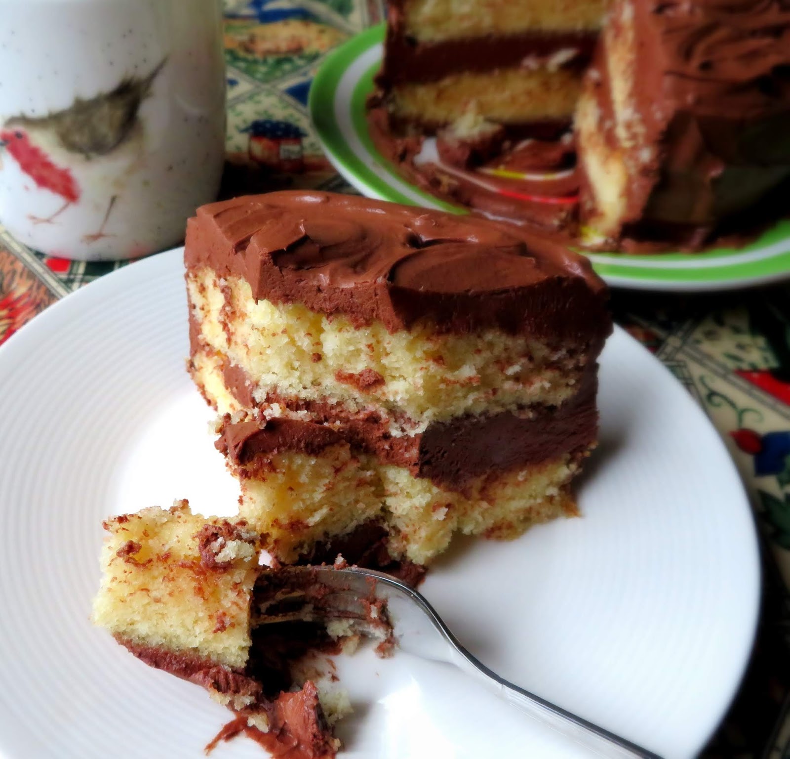 Golden Layer Cake with Chocolate Frosting