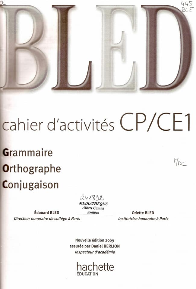 كتاب نشاطات في جميع قواعد اللغة الفرنسية سلسلة Bled Cahier d activités CP/CE1 Grammaire ...