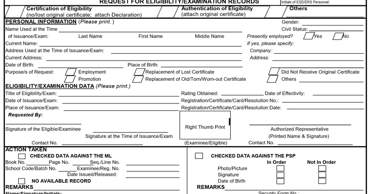 CSC RO V OnSched: ALTPROC: Requirements for Issuance of COE