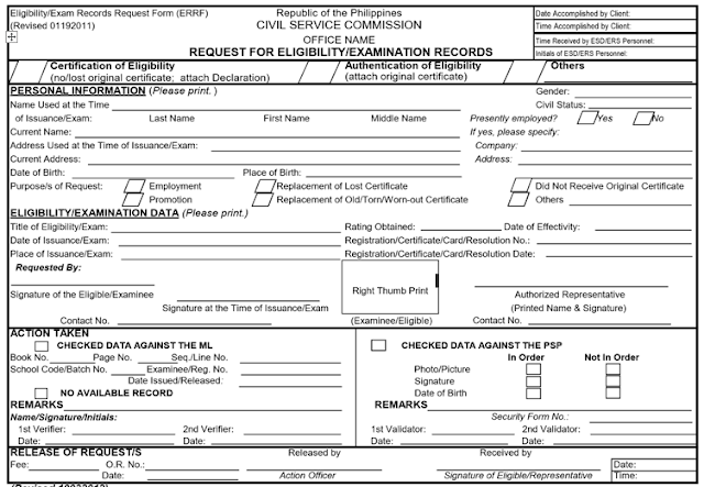 CSC RO V OnSched: ALTPROC: Requirements for Issuance of COE