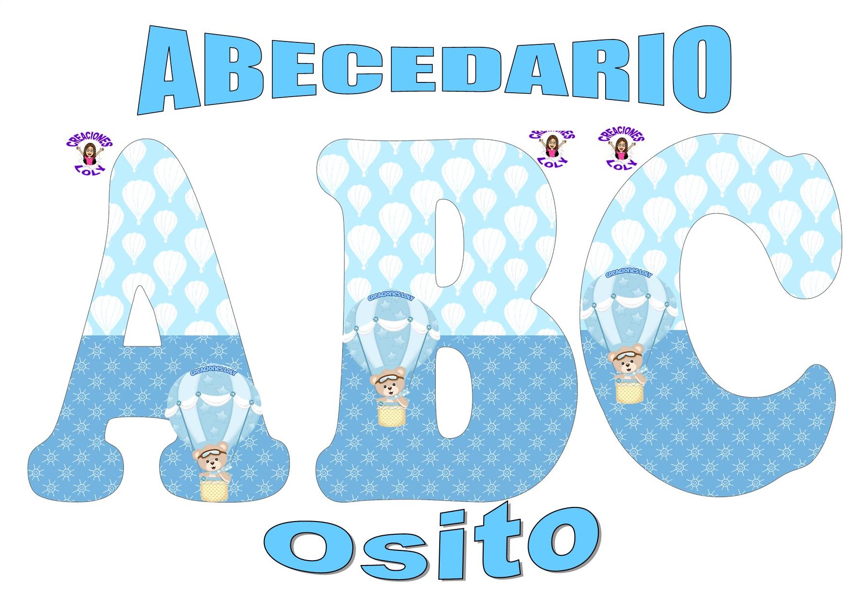 Creaciones Loly: Abecedario Alfabeto Completo Español Osito en Globo ...