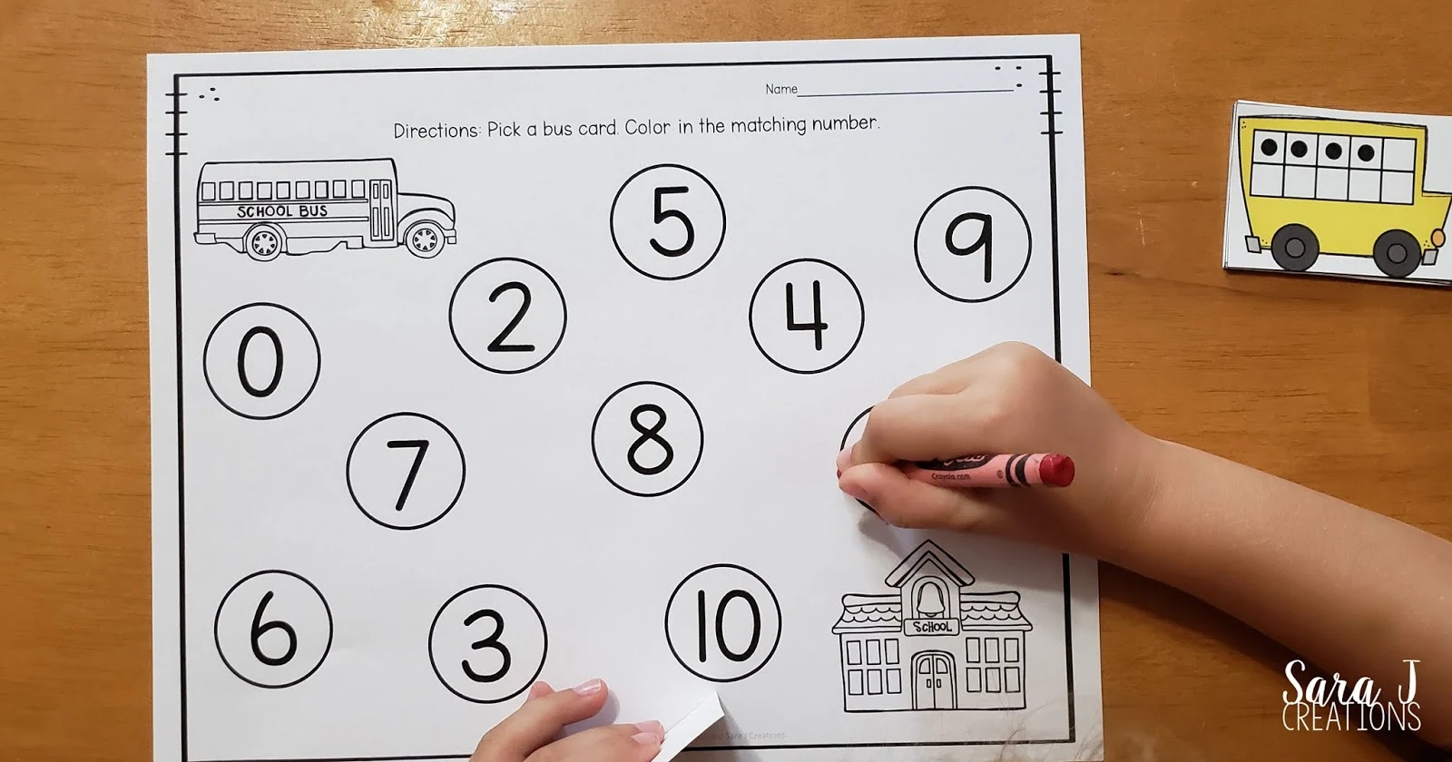 School Bus Ten Frames Matching Activity | Sara J Creations