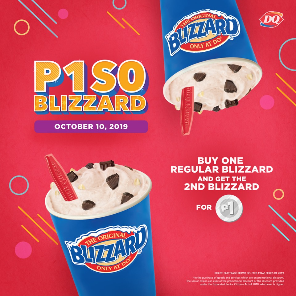 Manila Shopper: Dairy Queen PISO Blizzard Promo: Oct 10 2019
