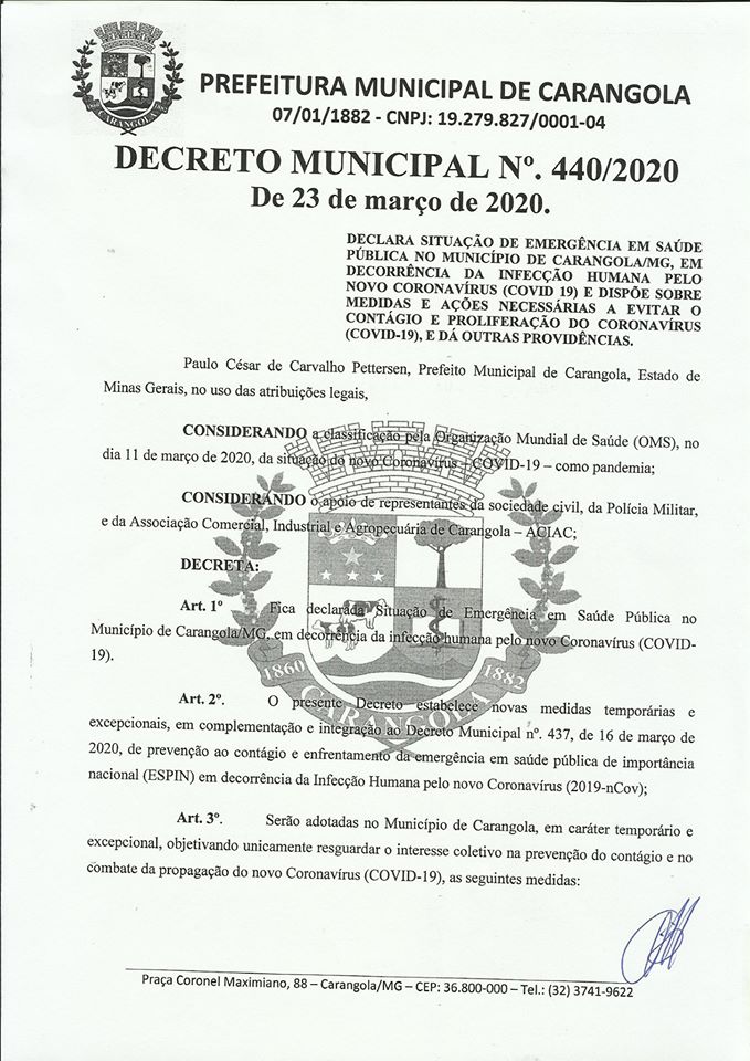 Éocombatente Novo Decreto Emitido Confiram Decreto Municipal Nº 440