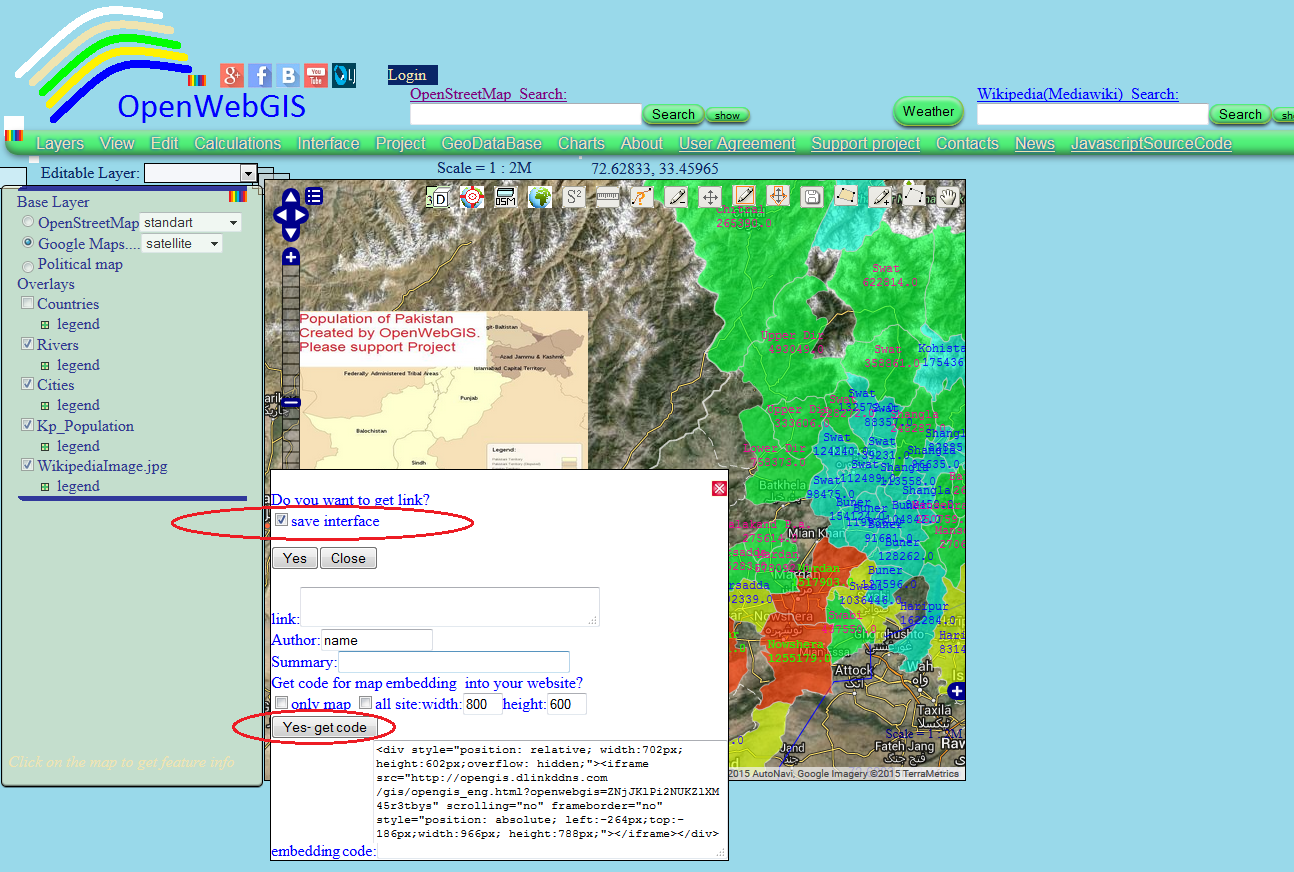 OpenWebGIS is free online GIS: Embedding maps created with the help of ...