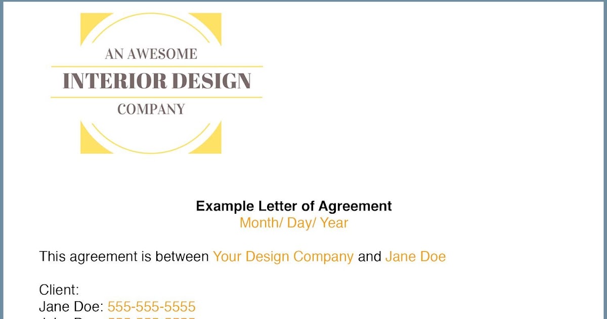 Interior Design Letter Of Agreement Template ~ Resume Letter