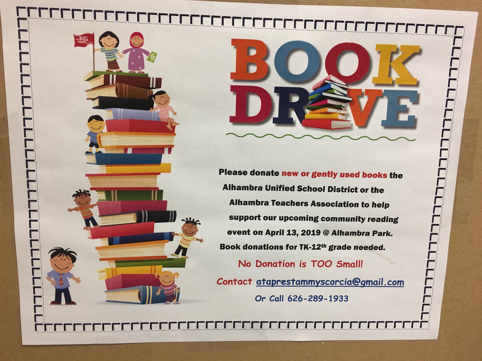 Marguerita Elementary PTA: Book Drive for Alhambra Teachers Association
