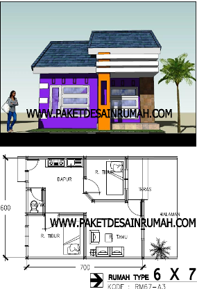Jual Desain Rumah Type 42 Kode 67A3 - JUAL DAN JASA DESAIN RUMAH