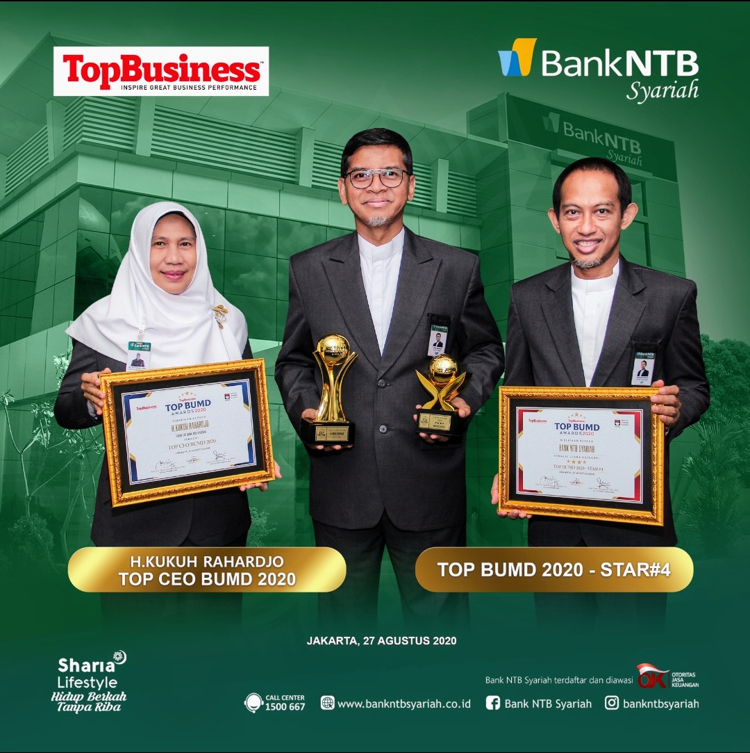 Bank NTB Syariah Borong Tiga Penghargaan Top BUMD Awards 2020