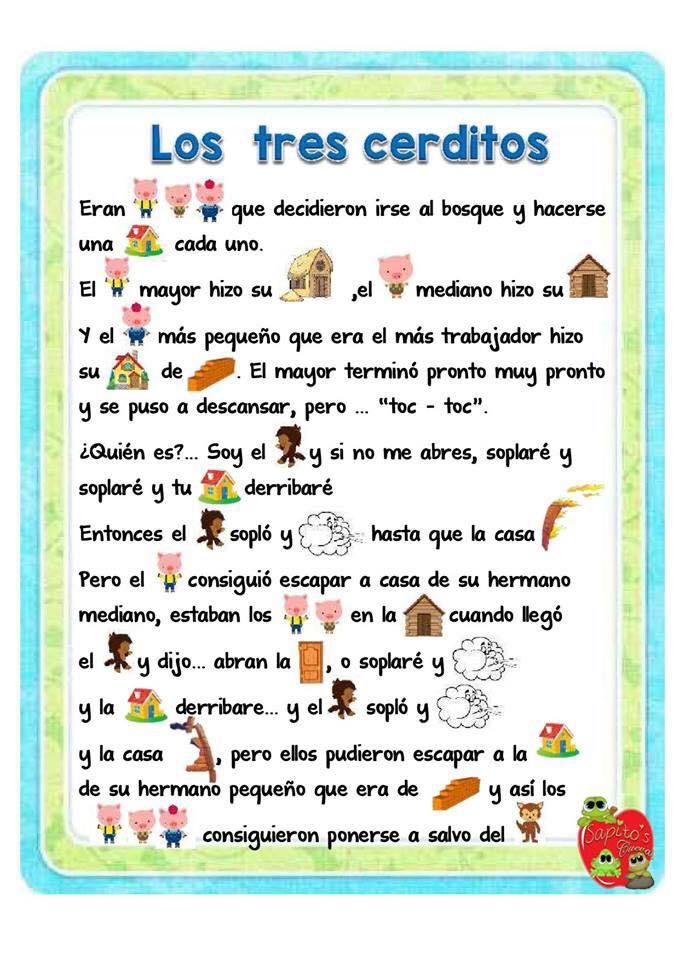 JUGANDO CON LETRAS: PICTOCUENTO DE LOS 3 CERDITOS