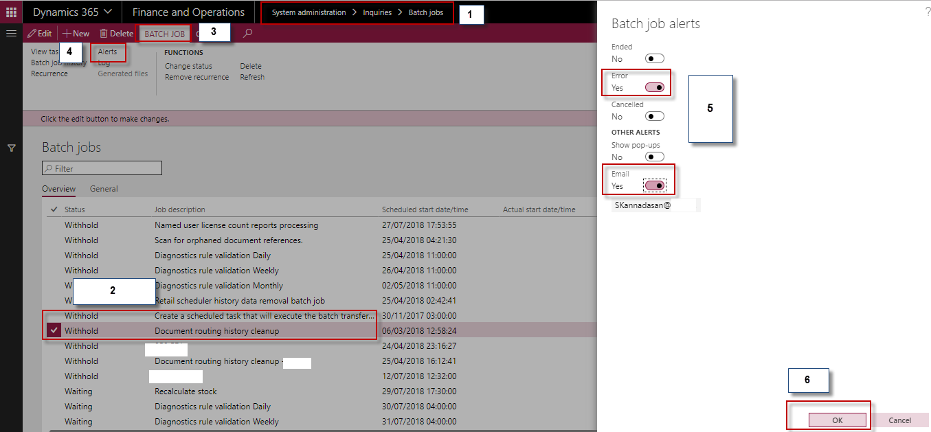 Create a Batch Job in D365 AX and Create new Batch Job Alert