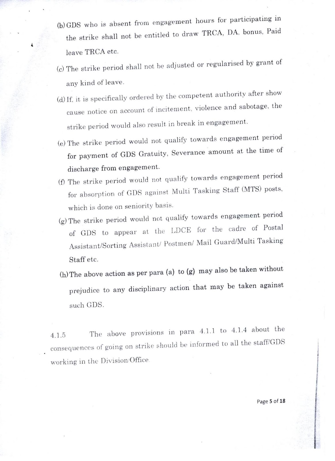 Handling of Strike Situation - Contingency Plan