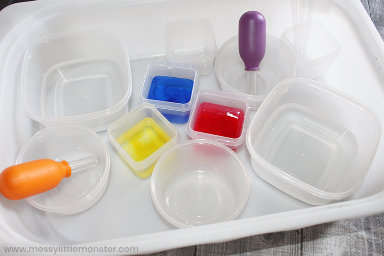 Colour Mixing Water Play Activity for Toddlers - Messy Little Monster