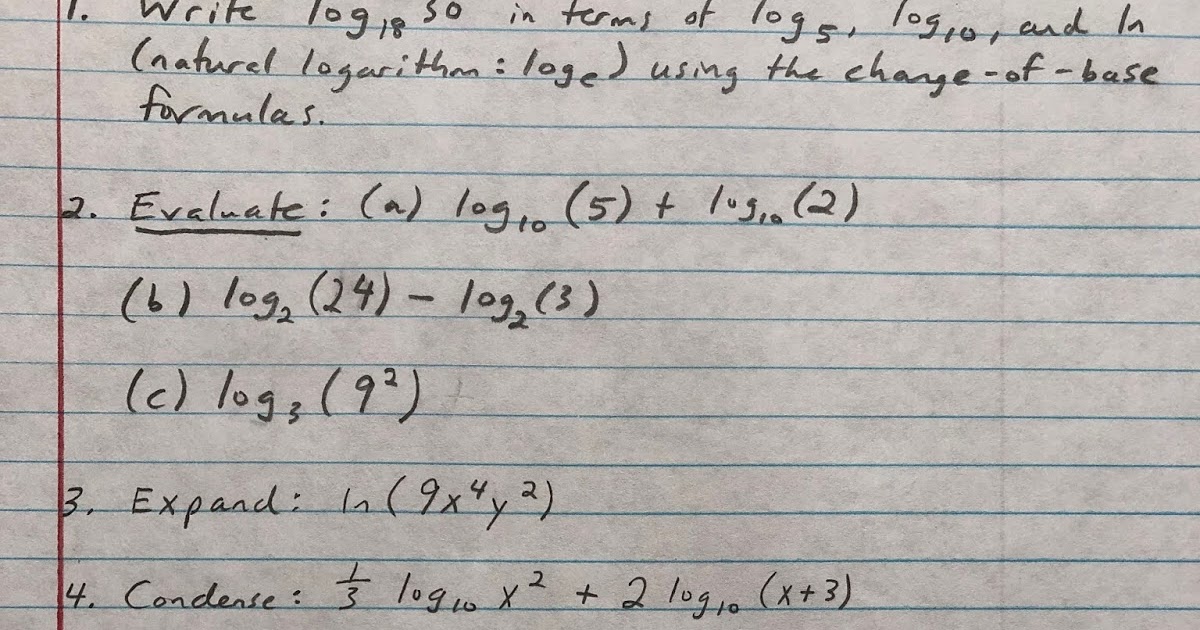 Professor Frank’s Math Blog: Part 1 - Properties of Logarithms ...