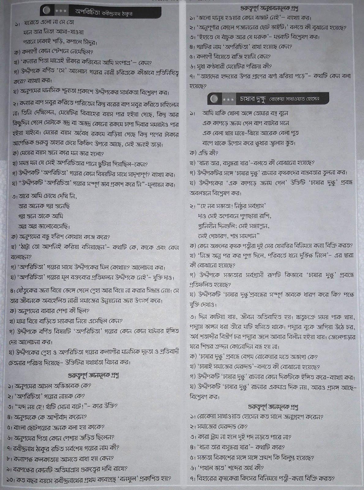 HSC Bangla 1st Paper Suggestion 2024 with Question Paper