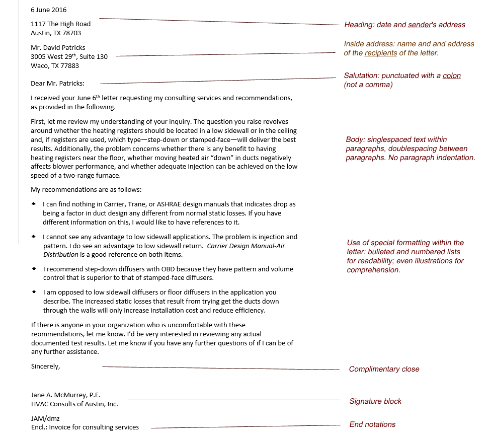 Business Letter Format Header - Birthday Letter