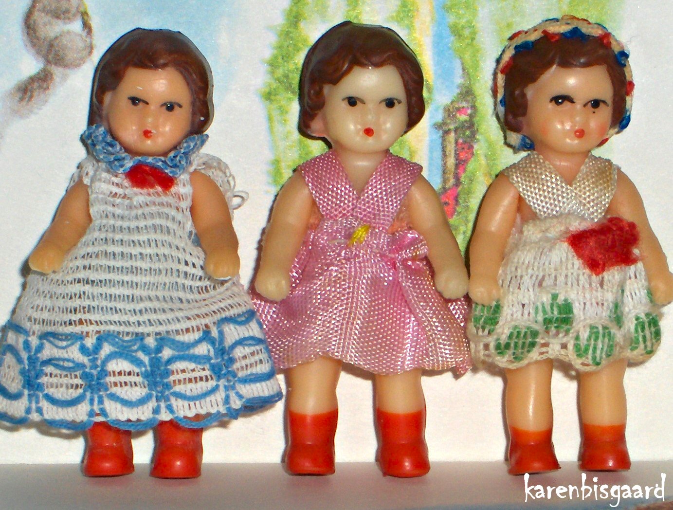 Karen`s Vintage Dolls Photography.: Tiny Ari Dolls Collection 5 cm high.