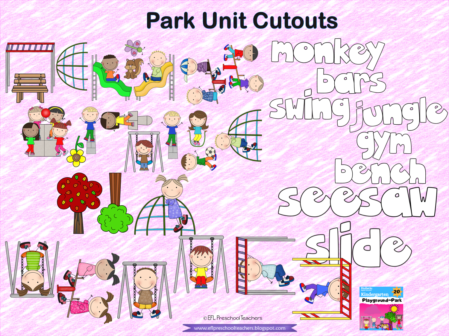 ESL/EFL Preschool Teachers: Playground Unit Cutouts for Kindergarten ESL