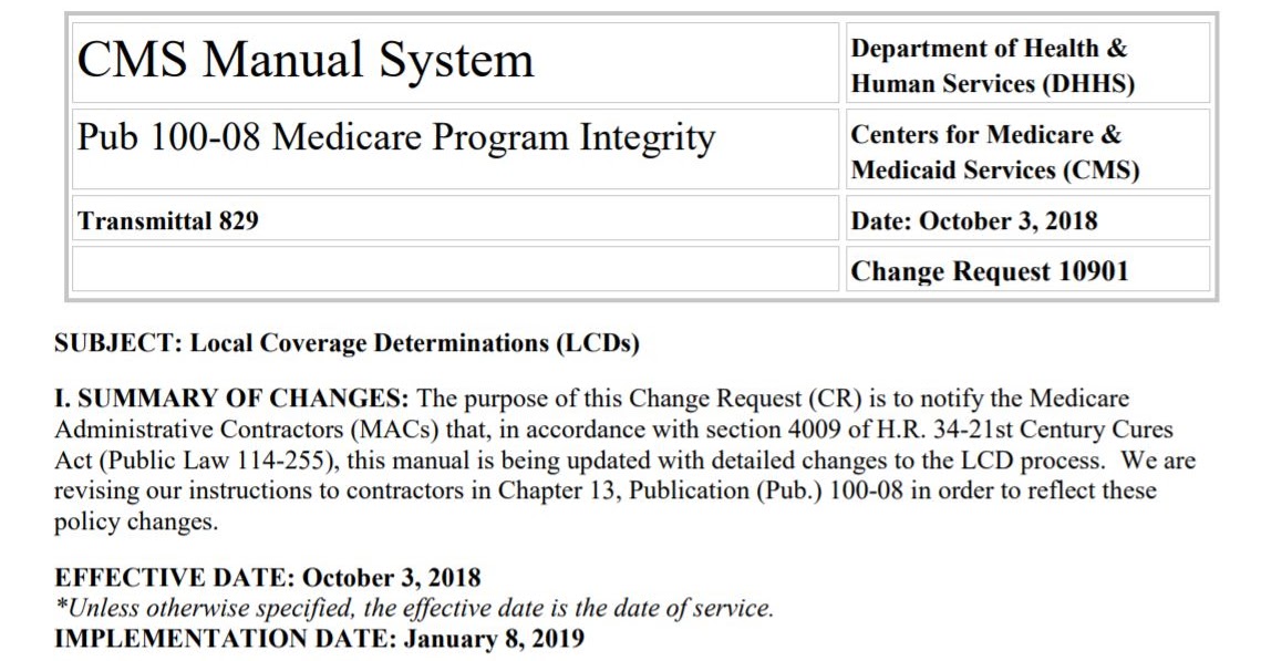 Discoveries in Health Policy: CMS Releases Widespread Changes to LCD ...