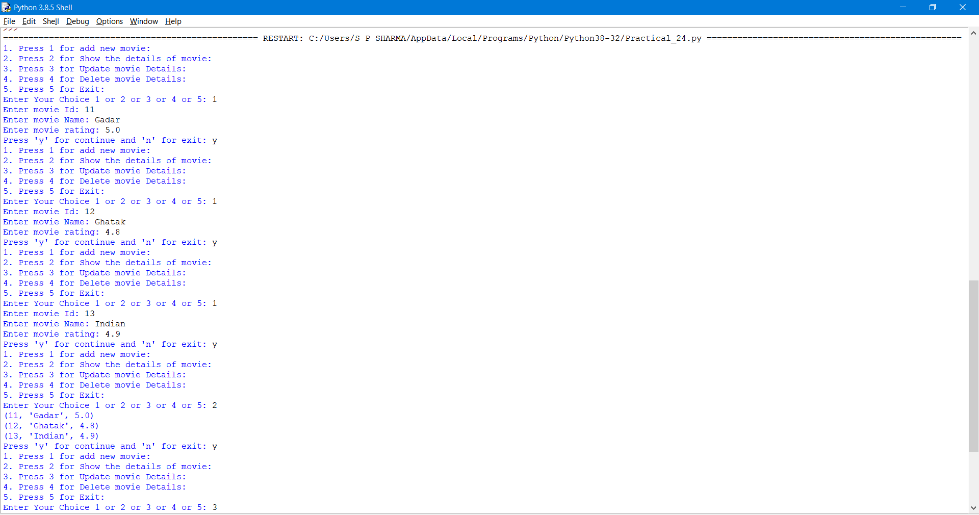 Tgtpgtcs Practical 24 Python Mysql Connectivity For Class 12 Cs And