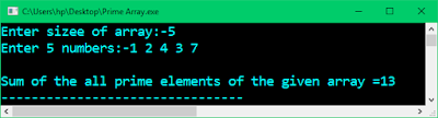 Program in c++ to find sum of all prime elements of array