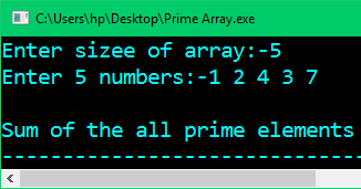 Program in c++ to find sum of all prime elements of array