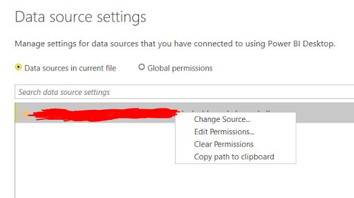 Power BI - Change your data source credentials (settings)