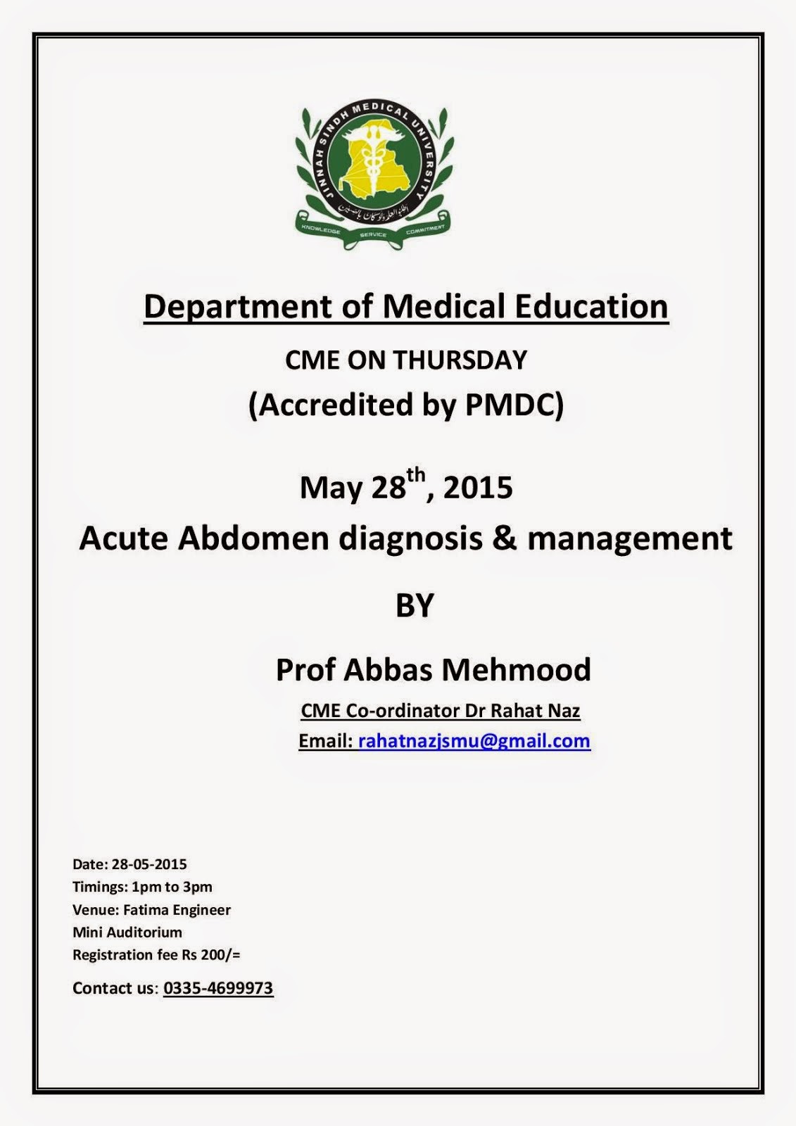 YAISHWARYAJ: {Awareness} CME Invitation : JSMU, Karachi [1 Attachment]