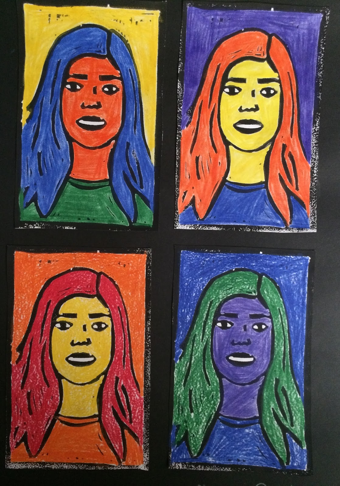 Mrs. Wille's Art Room: 7th & 8th grade self-portrait prints