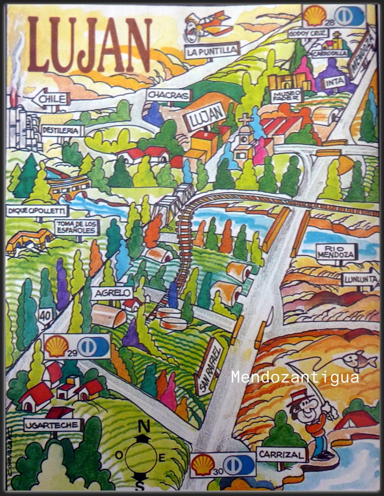 Mapa, Dibujo del departamento de Lujan de Cuyo (año 1992) Mendoza - Map ...