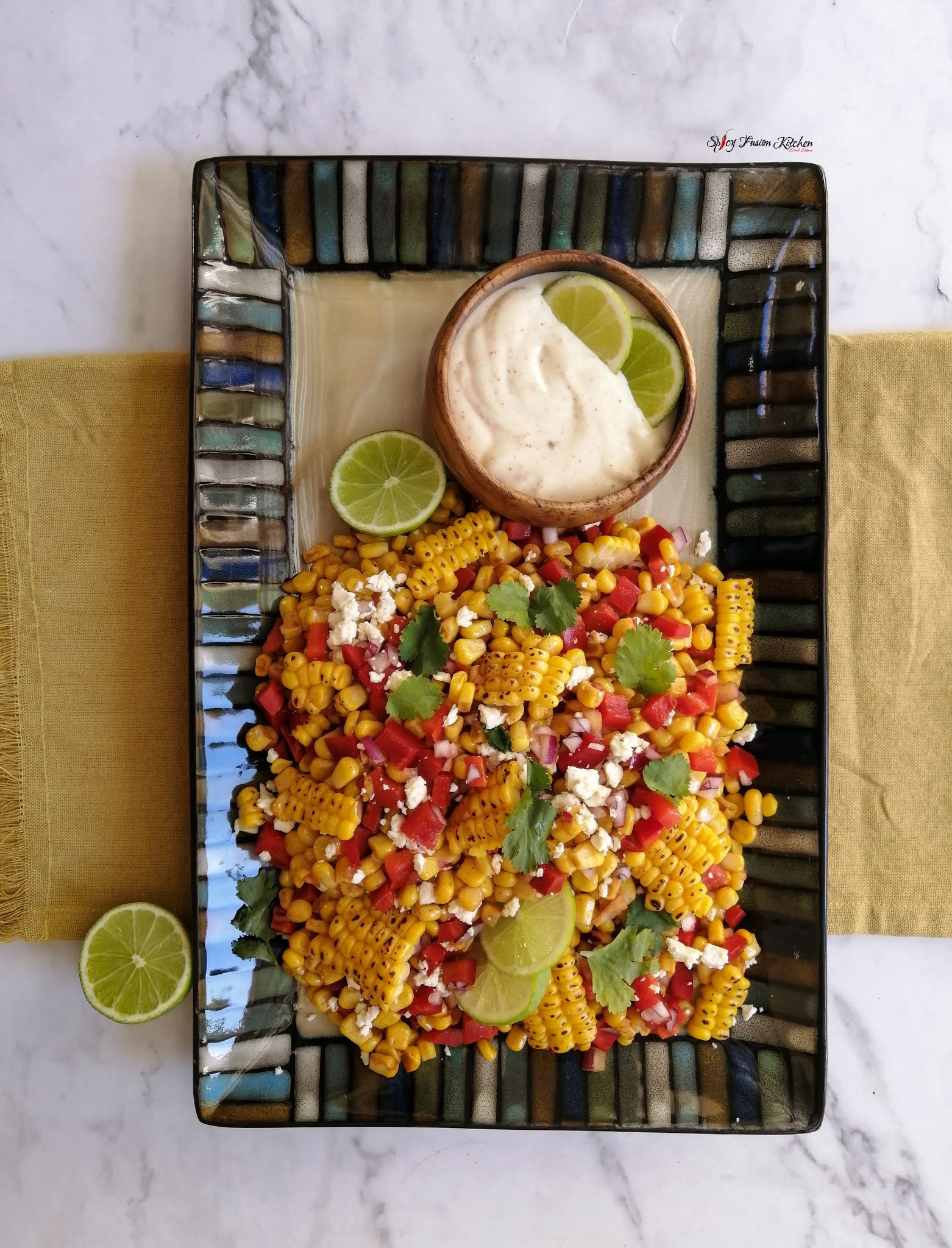 Mexican Corn Salad with Mexican Crema - Spicy Fusion Kitchen