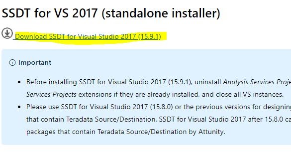 Install SQL Server Data tools for Visual Studio 2017 - Pubudu Dewagama