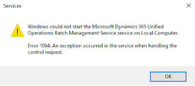 Axapta V/s Me: Quick Fix: Batch service didn't start Error 1064