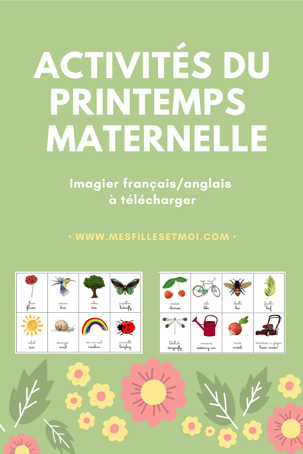 Activités du printemps - Supports et imagier bilingue à télécharger