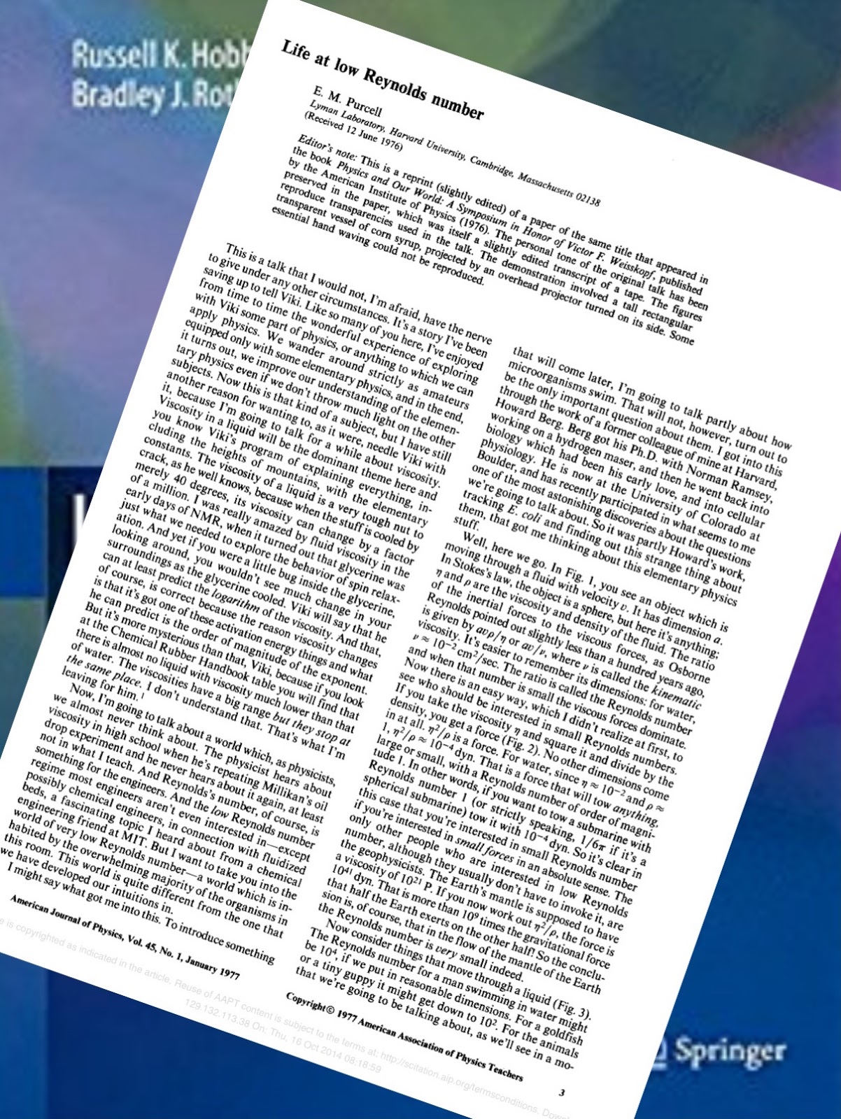 Intermediate Physics for Medicine and Biology: Low Reynolds Number Flows