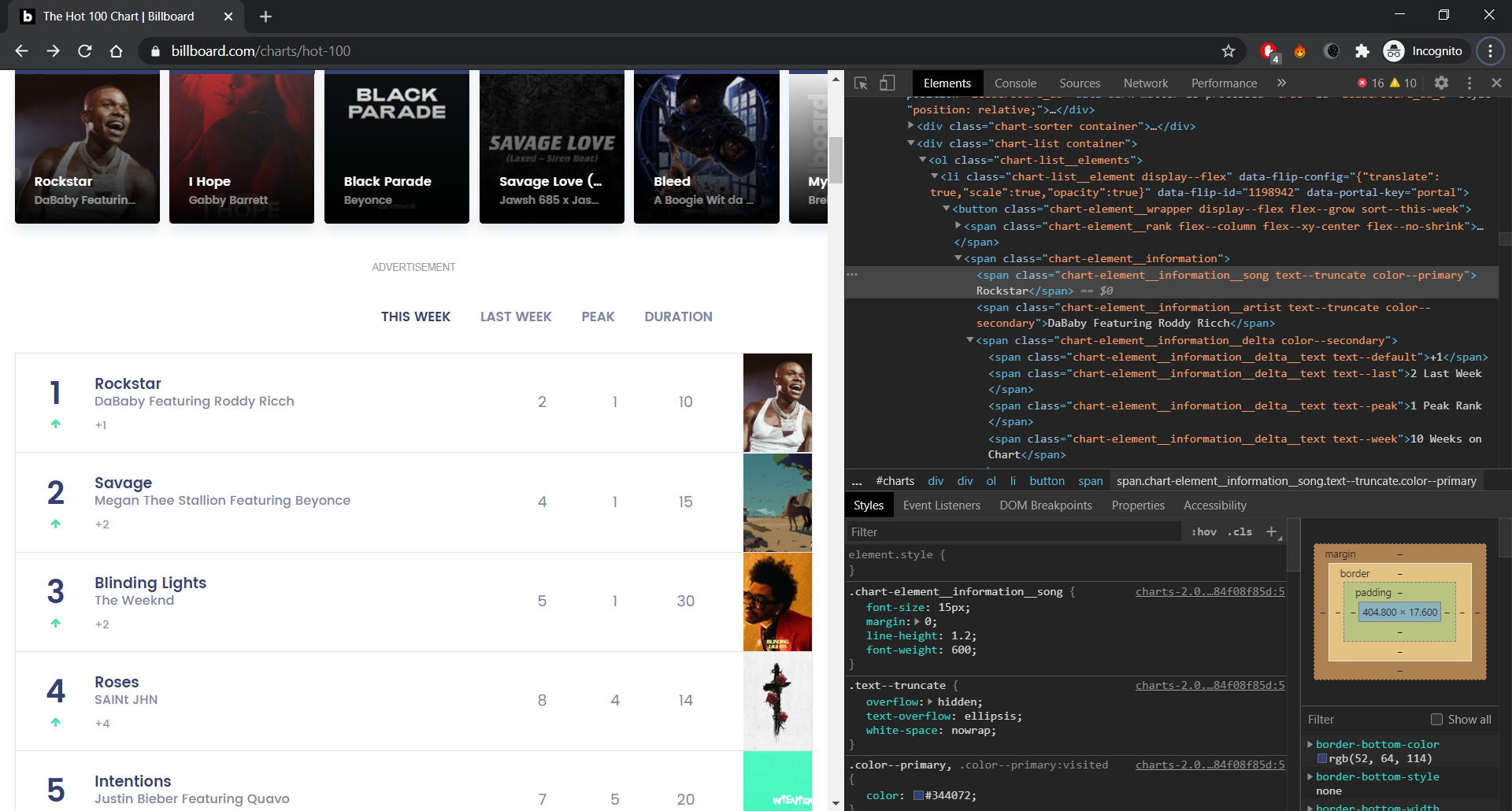 Scraping Billboard and IMDB using python Selenium