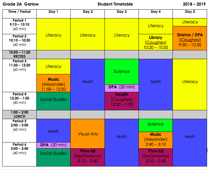 Our Learning Journey Class Timetable our-learning-journey-class-timetable
