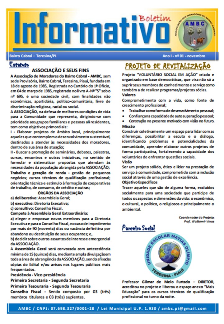 AMBC 2017/2018: Boletim Informativo Nº 001/2016