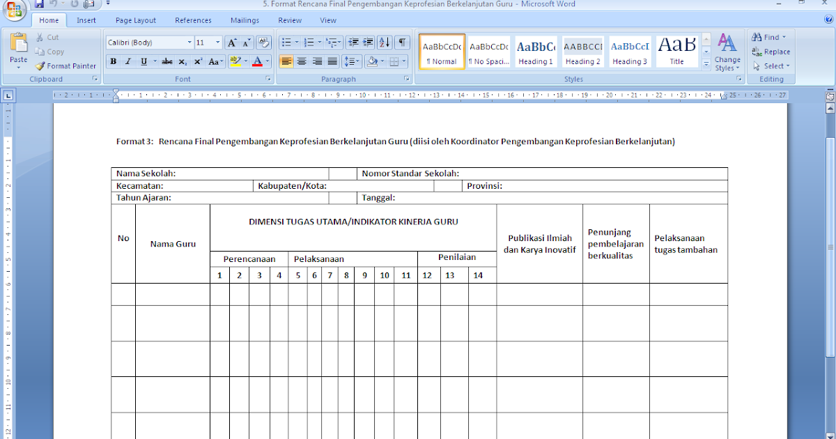 Format 3 rencana final pengembangan keprofesian berkelanjutan guru ...