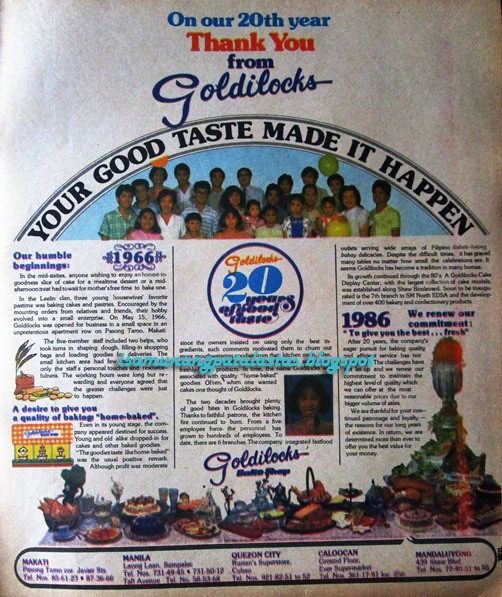 ISA MUNANG PATALASTAS: 340. Brand Stories: GOLDILOCKS BAKE SHOP, 1966