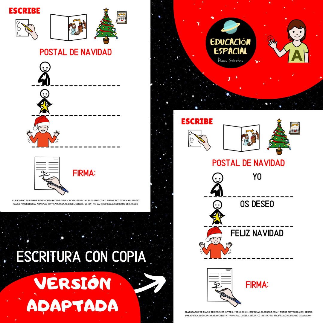 Lectoescritura funcional 7: LA NAVIDAD (con versión adaptada)