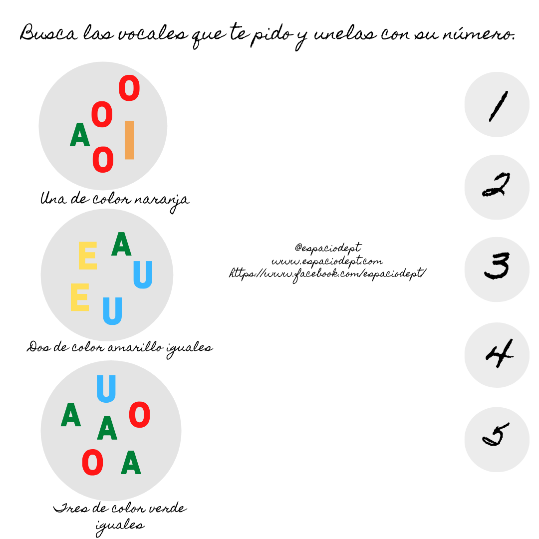 Espacio de PT: Fichas para trabajar las vocales y los números
