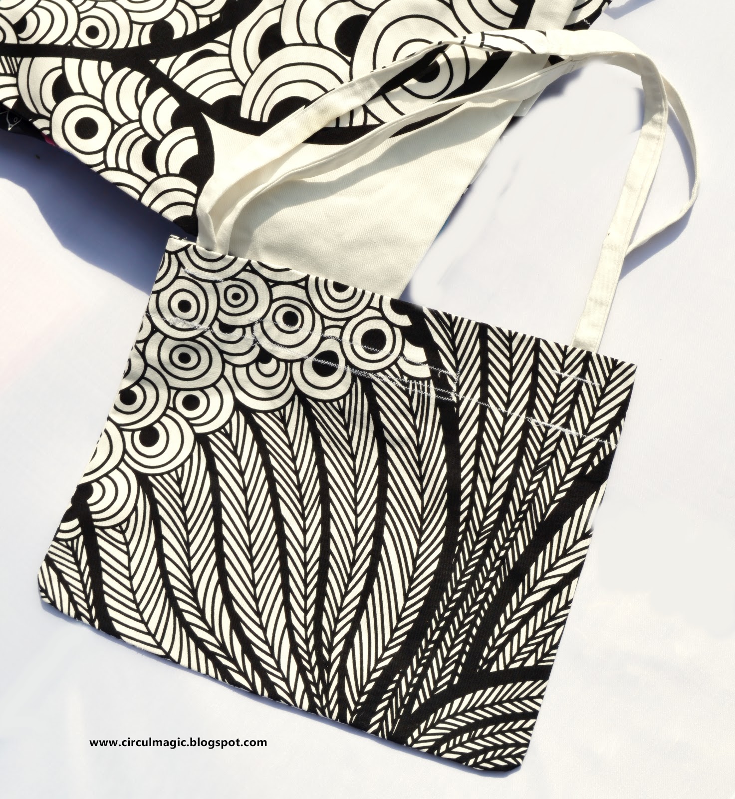 xiteen: Geanta handmade tip sacosa /shopper B&W