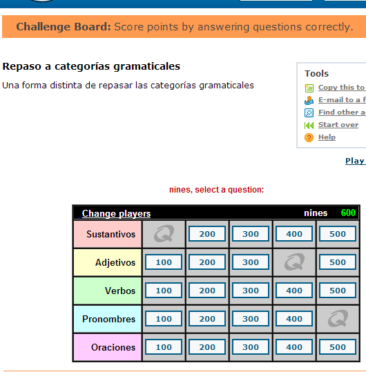 CONTROLA TU LENGUA: Repasa las categorías gramaticales jugando